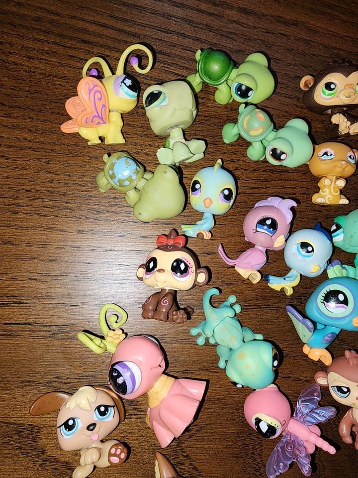 LITTLEST PET SHOP LOT LARGE PETS PEACOCK DOGS BIRDS TURTLES LPS LOT ...