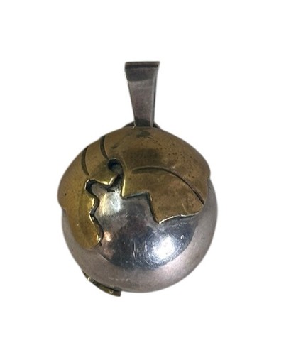 VTG Sterling Silver Earth Globe Chime Bell Pendant Round Jingle Ring ...