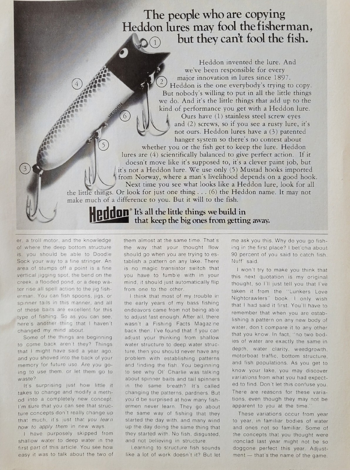 1973 VINTAGE PRINT AD - HEDDON FISHING LURES AD - AD ONLY | eBay