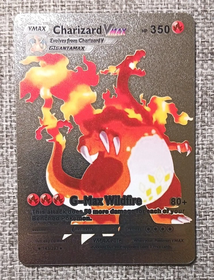 RARE Pokemon Charizard VMAX Gold Foil Fan Art Pokemon Card, 49% OFF