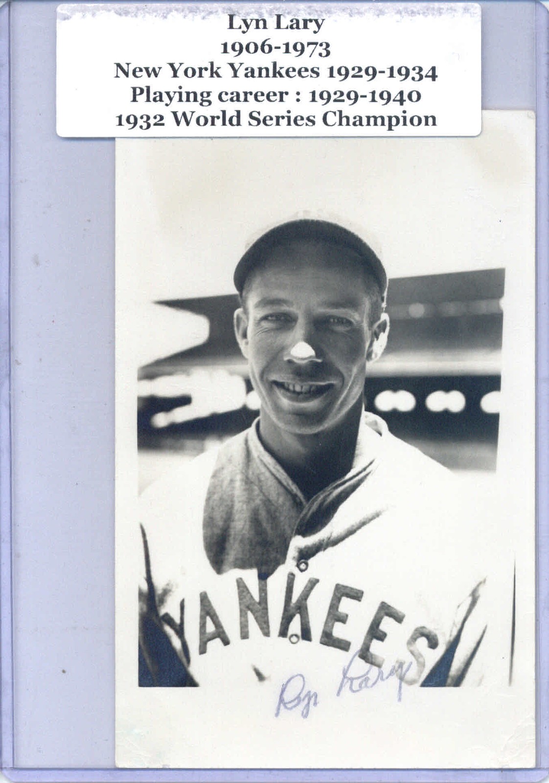 Vintage Autographed Postcard Lyn Lary Yankees Authenticity Guaranteed ...