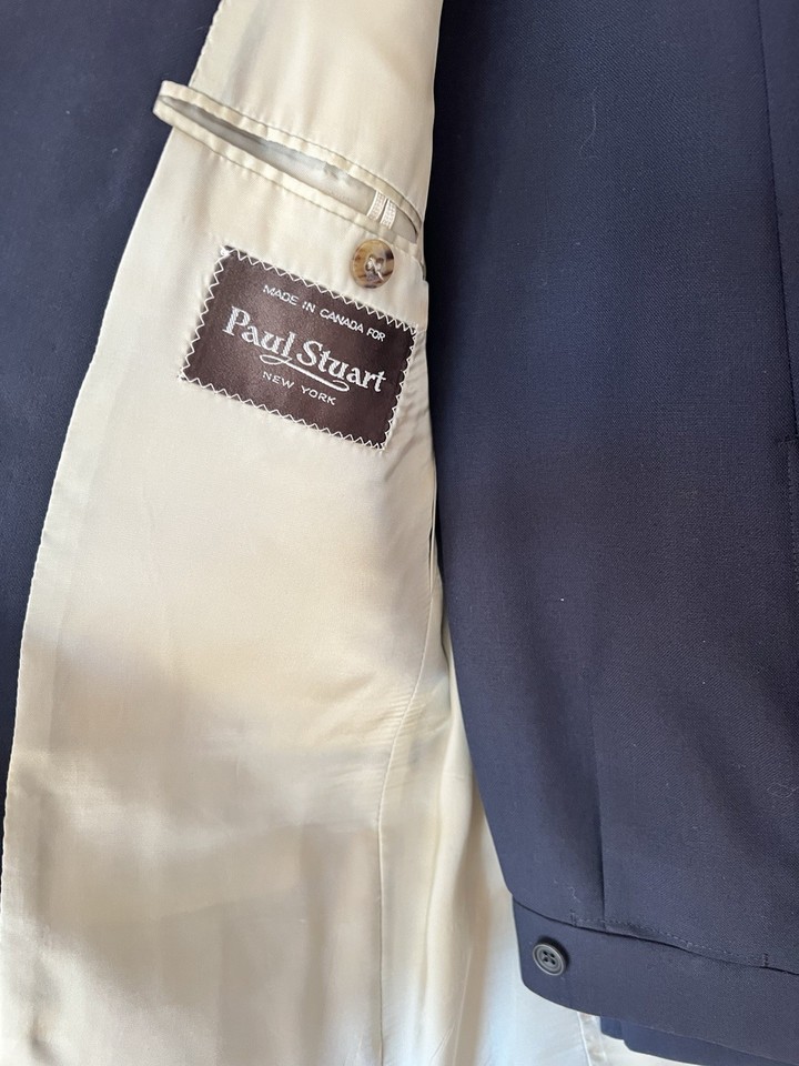 2 Paul Stuart Wool Suits 38R Navy & Tan | eBay