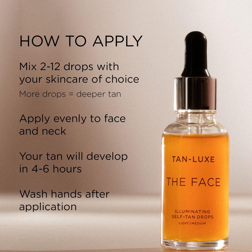 Tan-Luxe THE FACE Self Tan Drops, Medium/Dark (10 ml) Add Tanning Drops ...