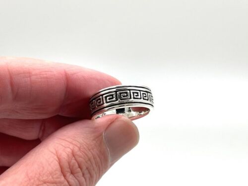Greek Key Spinner Ring 925 Silver Handmade Women Fidget Band Jewelry B# ...