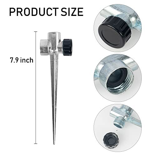 6 Pack 1/2 inch Zinc Alloy Lawn Sprinkler Spike Base Water Flow Thru ...