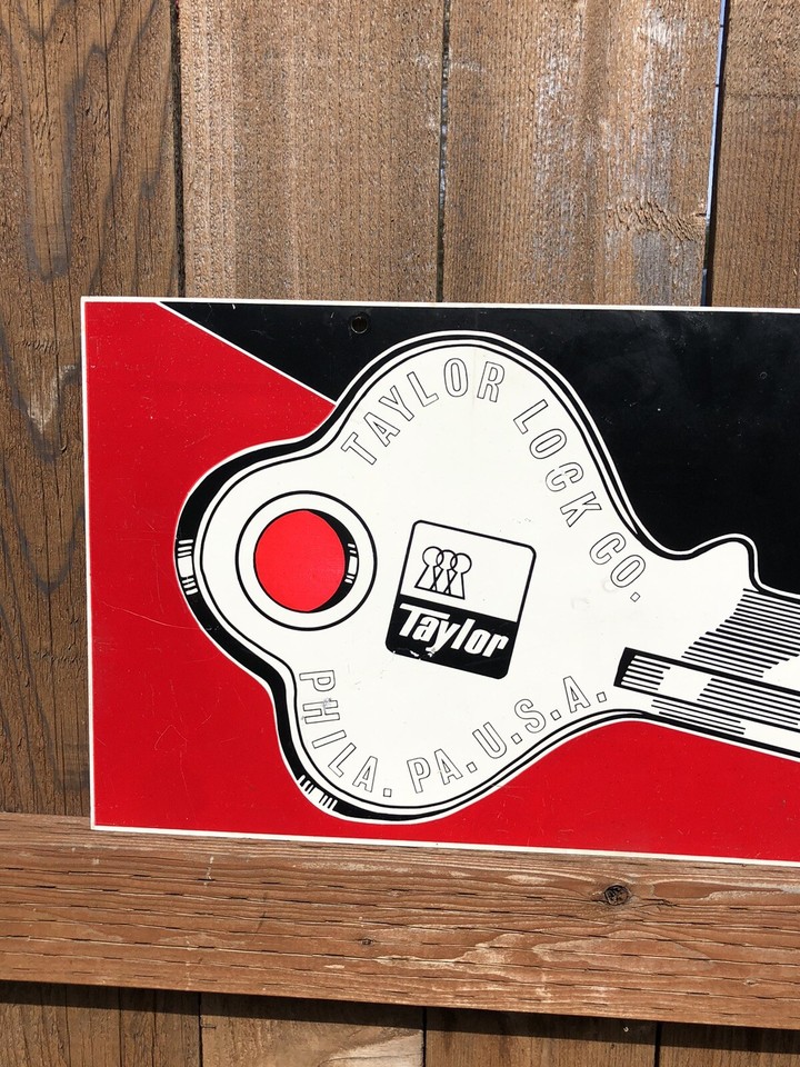 Vintage Taylor Lock Co. Keys Made Hardware Store Key Sign Metal Double ...