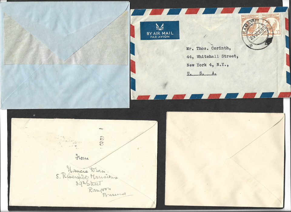 BURMA PH-VERY FINE LOT OF 4 KG6 PERIOD COVERS &AIR LETTERS,FRANKING,JAP ...