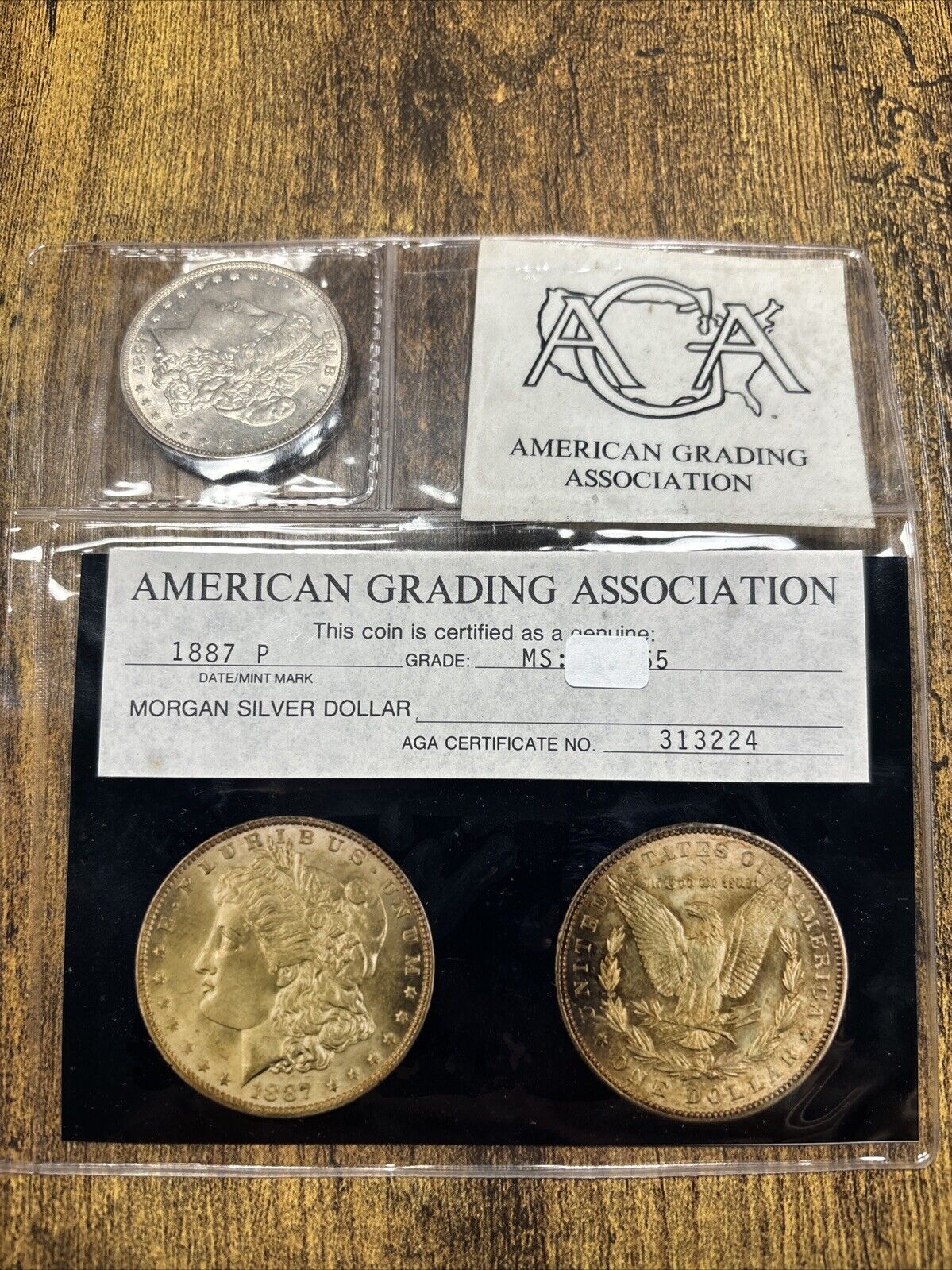 (L#71) 1887-P AGA American Grading Association Morgan Dollar ...