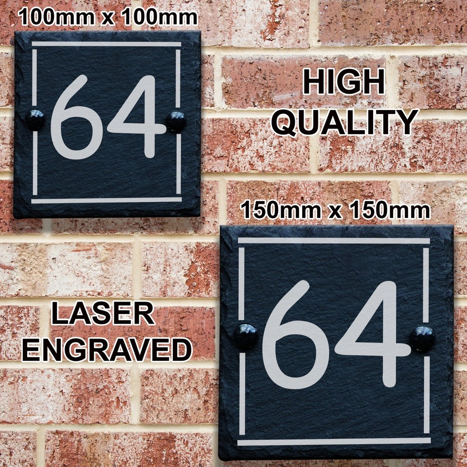 Personalised Natural Slate House Gate Sign Engraved Door Number - Name ...