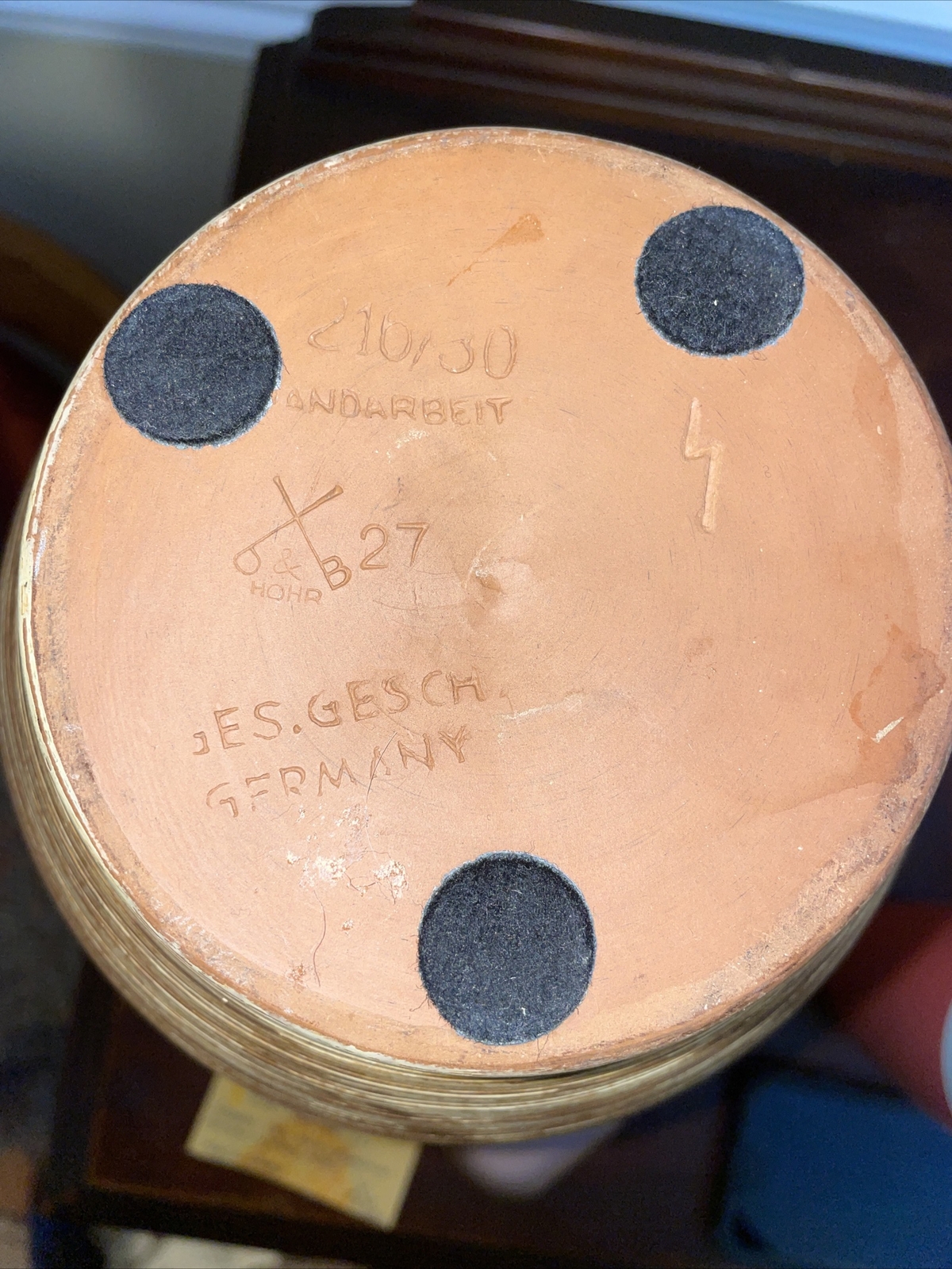 GES GESCH Dumler & Breiden, HOHR, GERMANY VASE Carved & Glazed 12” Tall ...