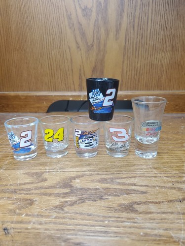 Lot Of 6 Different Vintage Nascar Shot Glasses Dale Earnhardt, Rusty ...