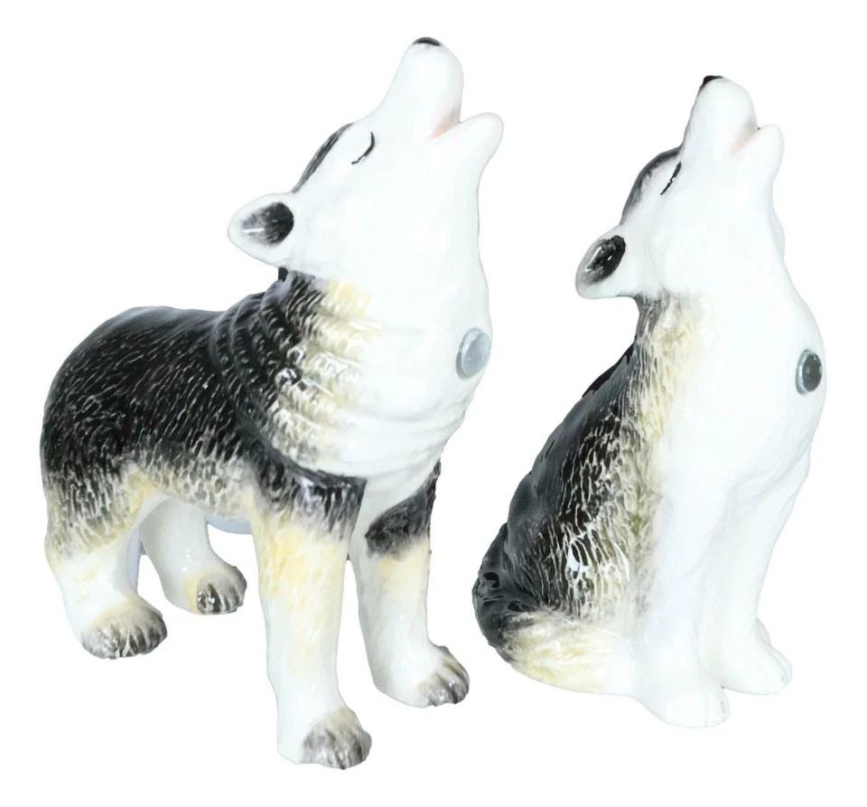 Pacific Giftware Howling Wolves Ceramic Salt & Pepper Shakers New In ...