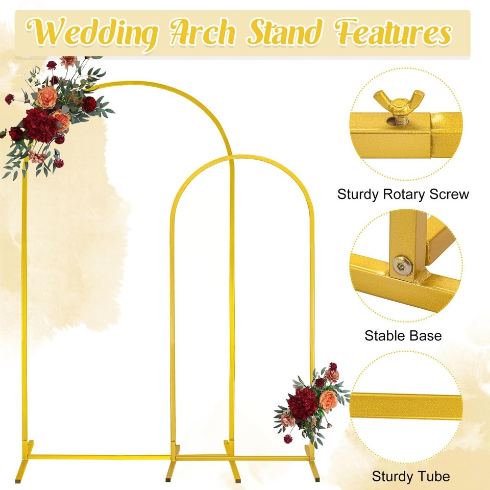 Gold Metal Arch Backdrop Stand 2 Set 7.2FT, 6FT Wedding Arch Stand ...