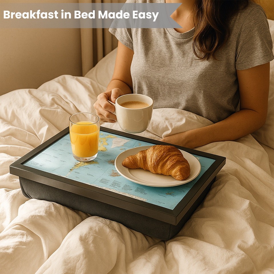 CUSHIONED LAPTRAYS LAP TRAY TV DINNER BEAN BAG PADDED CUSHION GIFT MANY ...