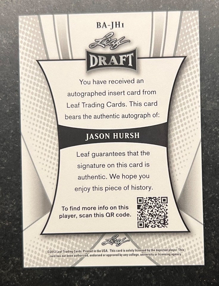 2013 Leaf Metal Draft Jason Hursh Autograph | eBay