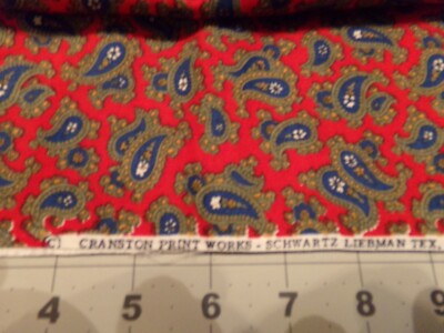 1 YD " X 44" VINTAGE BLUE /RED PAISLEY PATTERN NEW #5458 | eBay