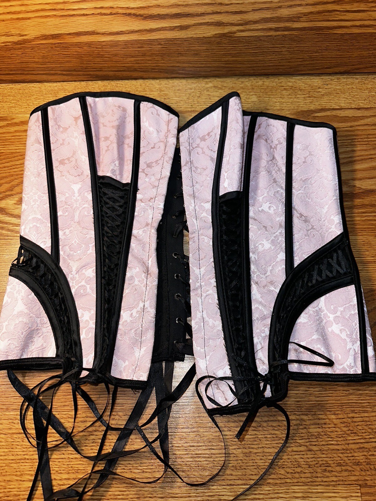 Corset Pink Black Lace Up Ribbons Fairy Kei Grunge Goth Top Dollcore ...