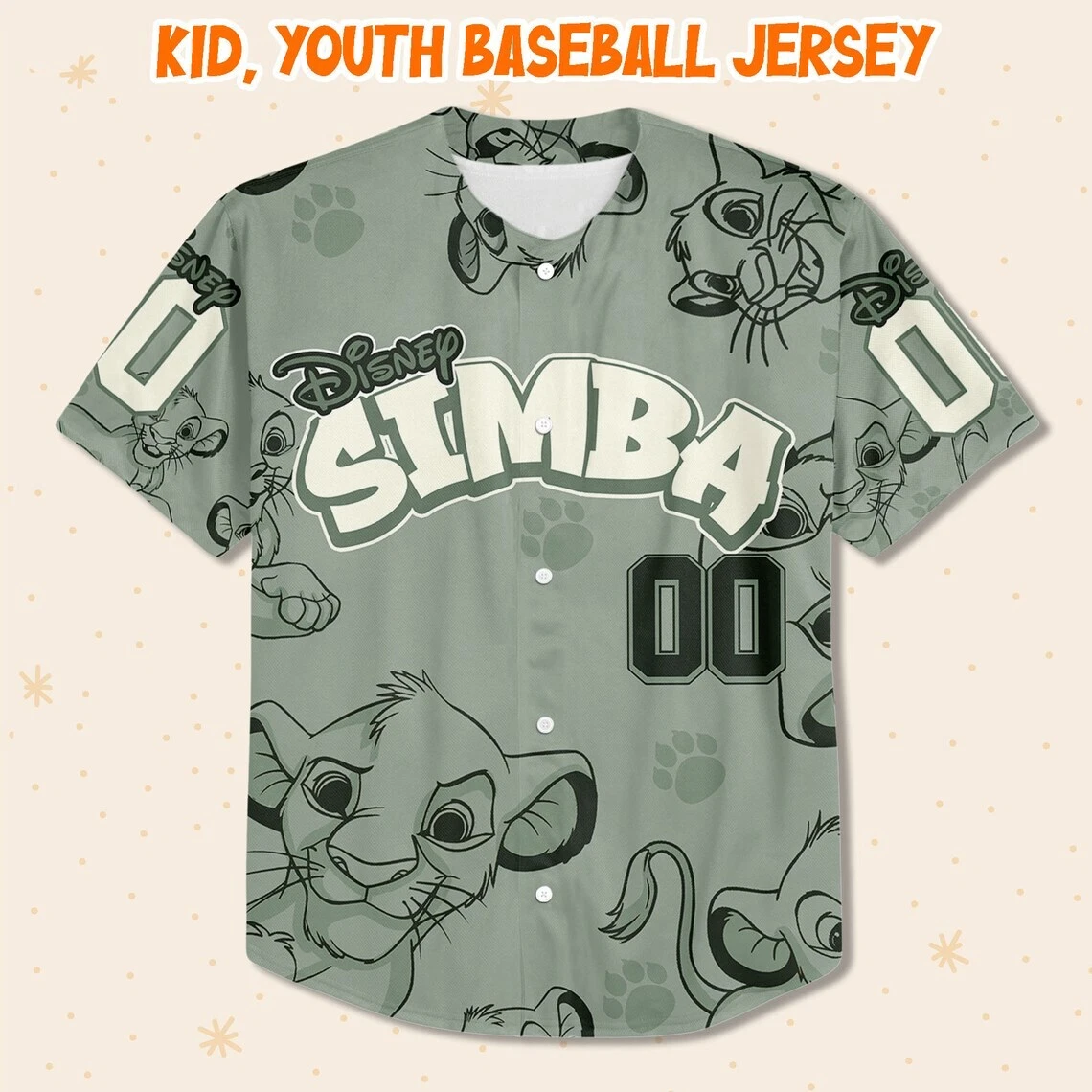 Personalize Simba the Lion King, Custom Baseball Jersey Uniform, Disney ...
