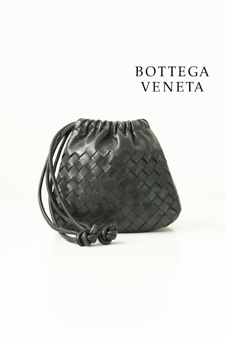 Bottega Veneta Intrecciato Genuine Leather Black Drawstring Bottega Veneta Intrecciato Genuine Leather Black Drawstring