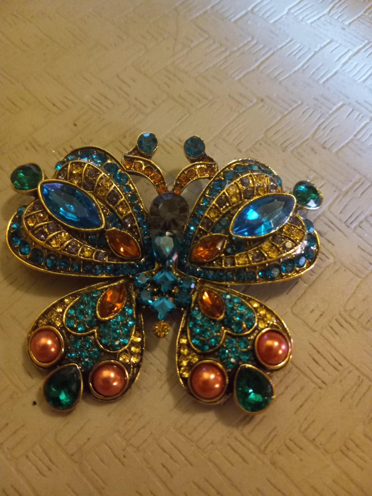 Gorgeous Large Multi Colored Rhinestone Butterfly - Gem