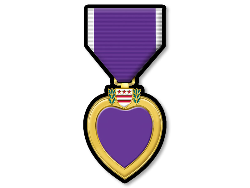 2x4 inch POLICE Officer Purple Heart Badge Shaped Sticker us logo MP ...