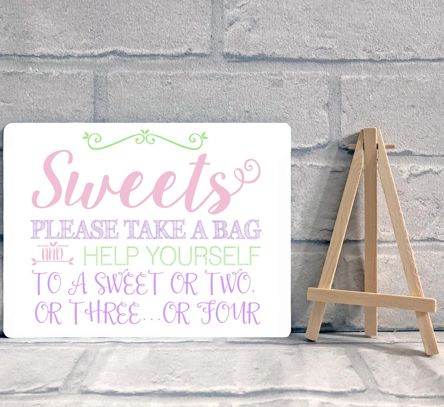 Sweet Table Candy Stall Cart Buffet Jar Sign With Easel Wedding Party ...