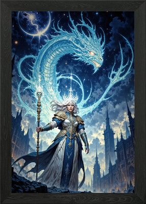 Ice Dragon Empress: Guardian of the Framed Wall Art Poster Canvas Print ...