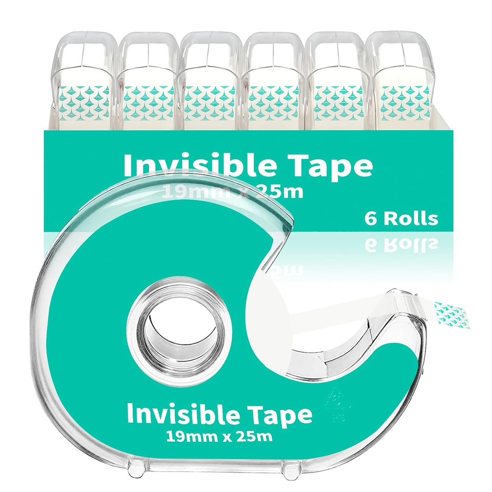 6 Invisible Clear Tape, Transparent Tapes with Refillable Dispenser, 3/ ...