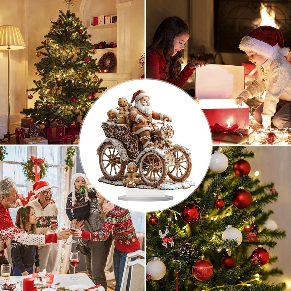 2D Acrylic Santa Claus Figurines - Santa Statue Riding Sleigh With ...