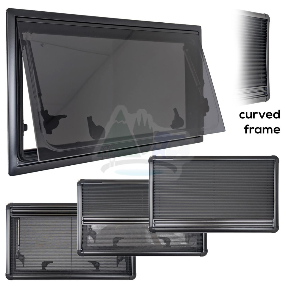 ADVENTURER 700 x 400 CURVED FRAME TOP HINGED TINTED W/ BLIND CAMPERVAN ...