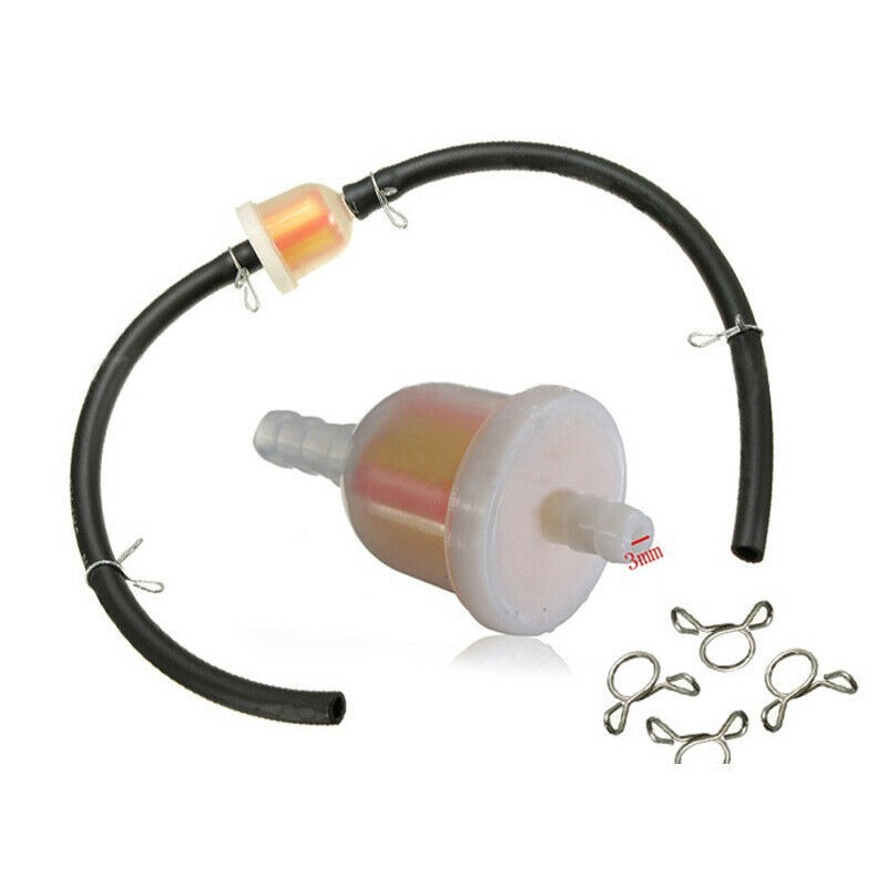 Petrol Pipe Fuel Filter Petrol In-Line Plastic Rubber With Hose ...