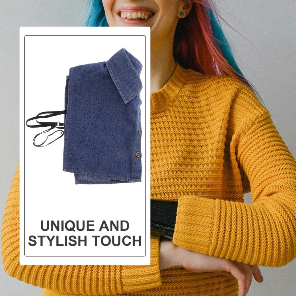 Blue Denim Fake Collar Half Shirt Detachable Faux Shirt Collar For ...