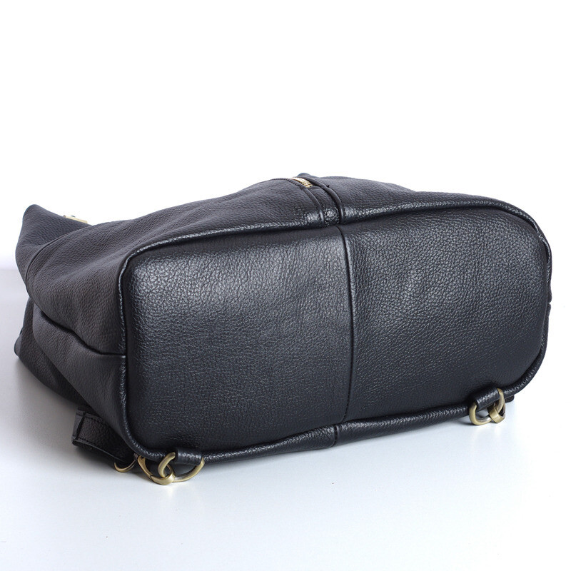 New Designer Cowhide Leather Backpack Women's Black Leather Handbags ...