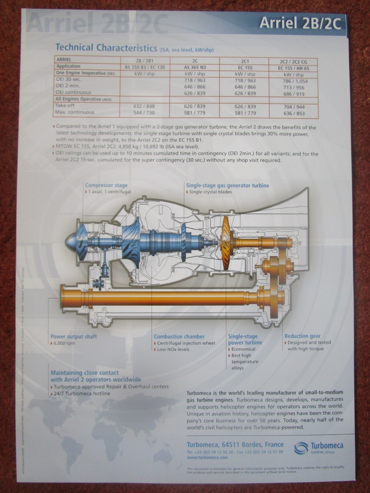 DOCUMENT TURBOMECA SAFRAN ARRIEL 2B/2C HELICOPTER TURBINE ENGINE EC 155 ...