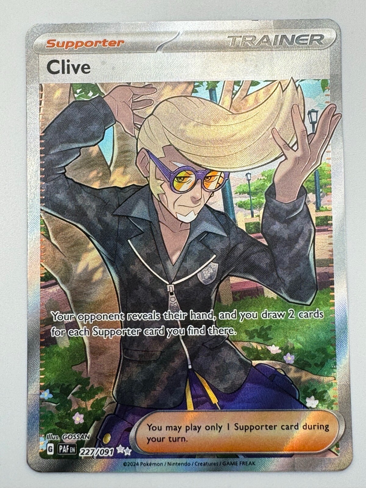 Pokemon TCG Card Paldean Fates 227/091 Full Art Clive Trainer Secret ...