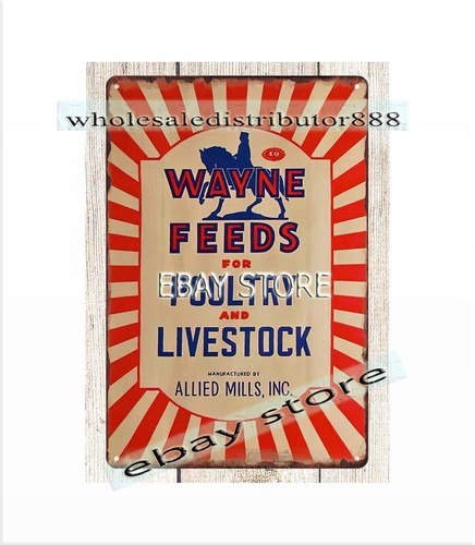 wayne feed poultry horse hog pig livestock farm metal tin sign ...