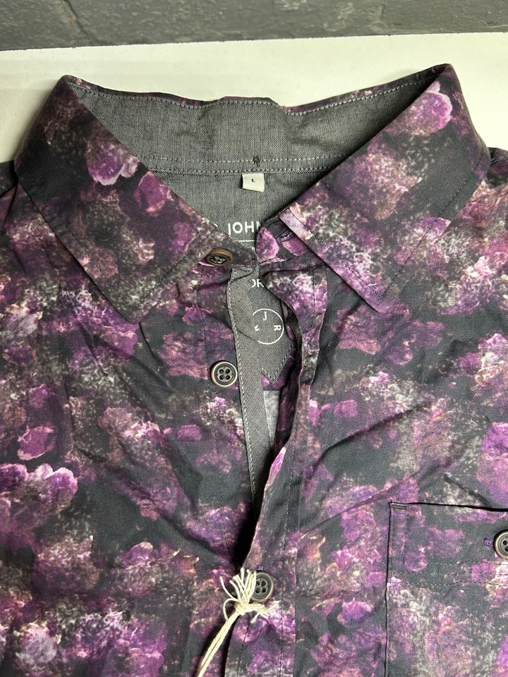 RJR John Rocha Men's Purple Floral Pattern Long Sleeve Button Up Shirt ...