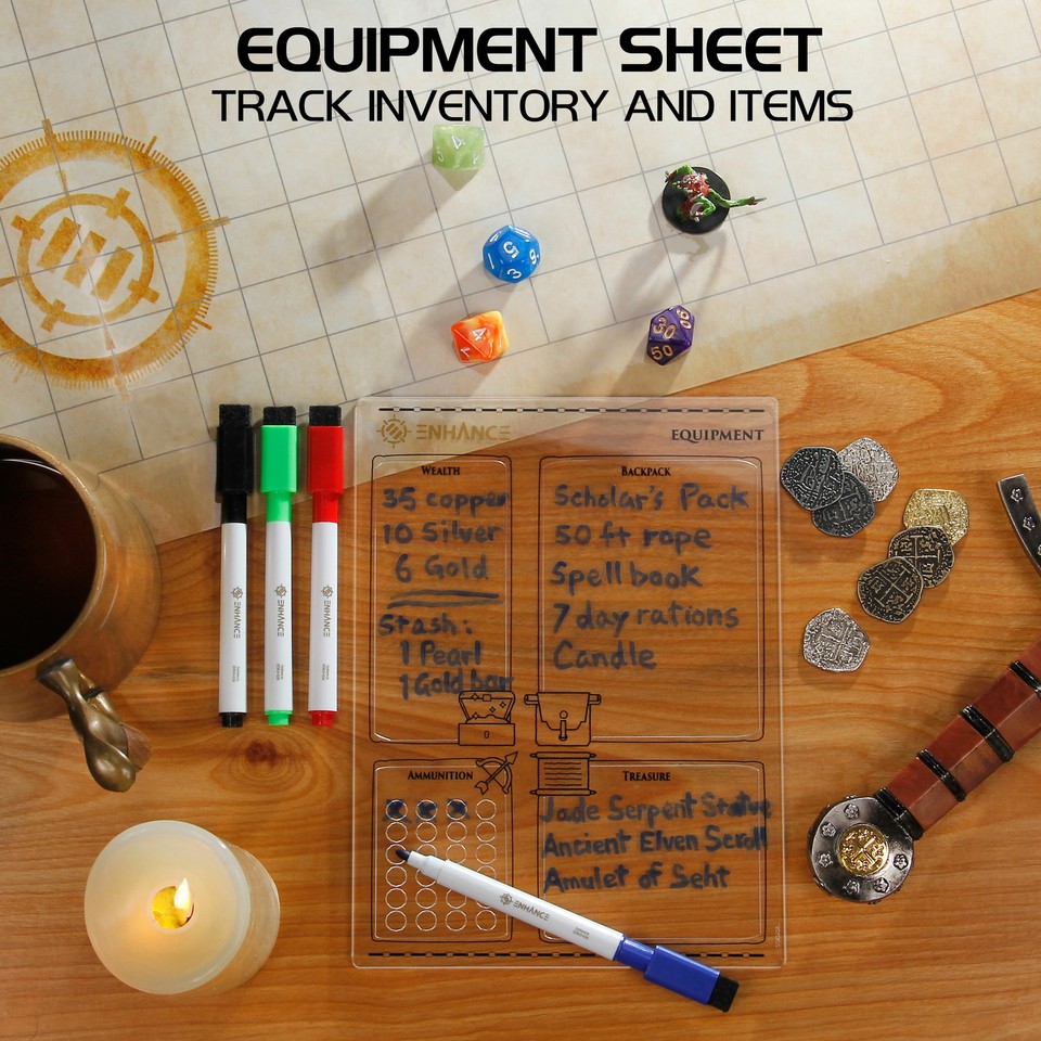 ENHANCE Tabletop Acrylic Character Sheet Set - Reusable 5e DnD ...