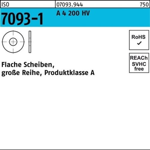 100er PACK(Stk) 007093947000060000 Unterlegscheibe ISO 7093-1 6 A 4 200 ...