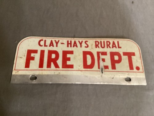 Vintage Volunteer Fire Department License Plate Topper CLAY - HAYS ...