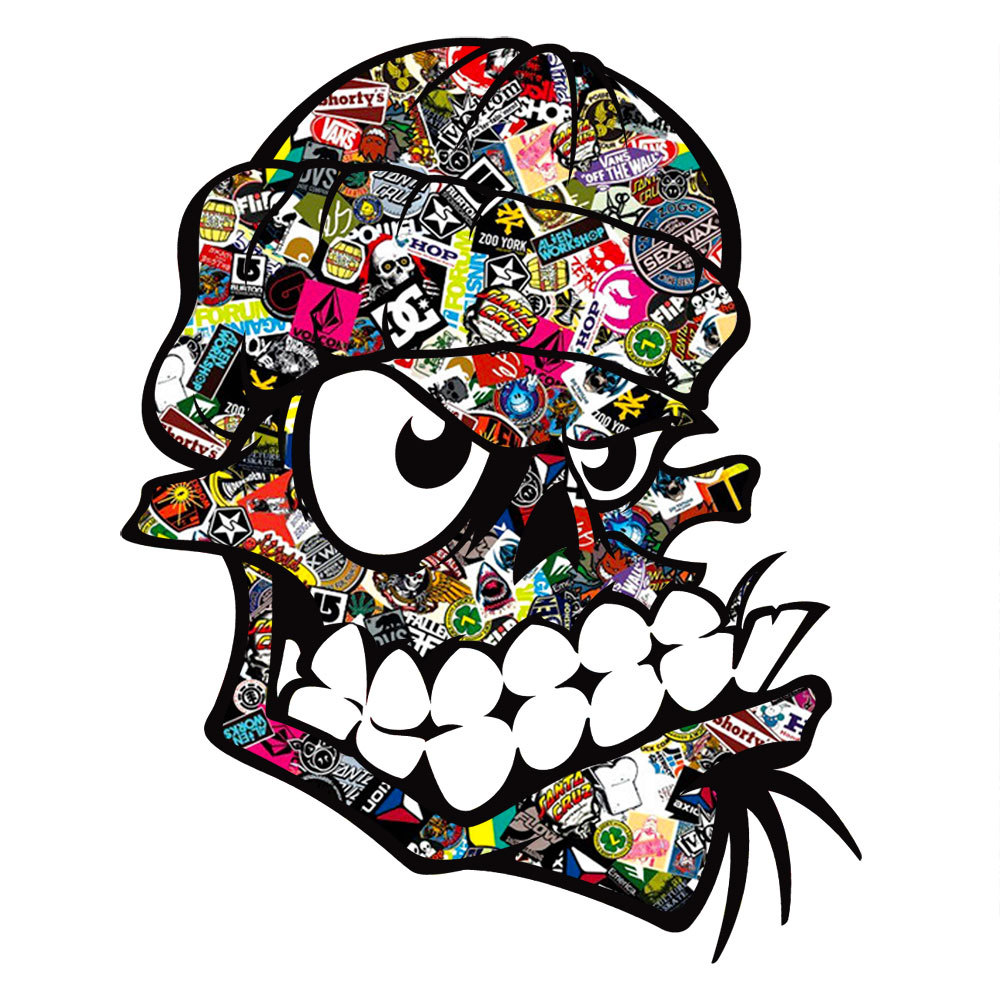 Adesivo teschio sticker bomb skull auto moto casco print pvc tuning ...