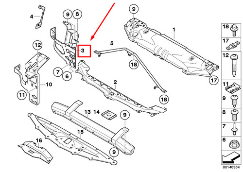NEW BMW 5 E60 LEFT RADIATOR HOLDER 51647163483 7163483 ORIGINAL NO DUTY ...