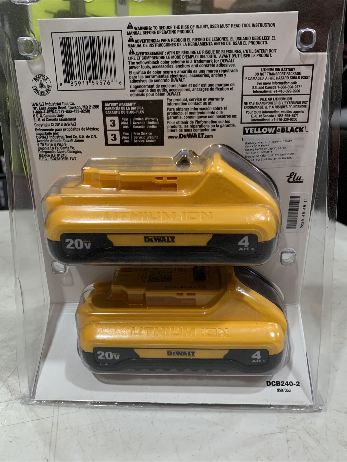 *NEW* Dewalt 20V Premium Lithium-Ion Compact 4.0Ah Battery, 2 Pack ...