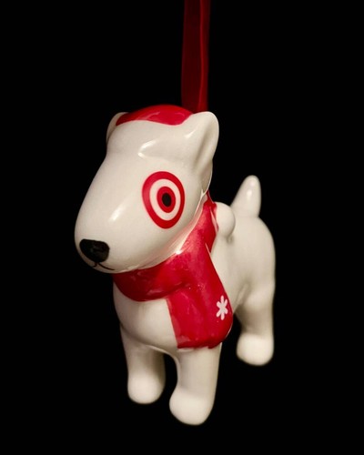 CERAMIC TARGET DOG~BULLSEYE~SANTA HAT~CHRISTMAS TREE ORNAMENT~NWOT | eBay