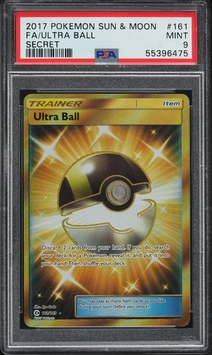 2017 POKEMON SUN MOON ULTRA BALL #161 SECRET RARE FULL ART PSA 9 MINT ...