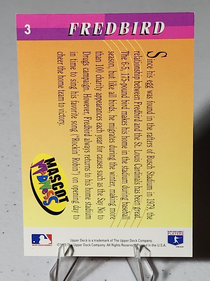 1993 Upper Deck Fun Pack Mascot Madness FREDBIRD #3 Hologram Image | eBay