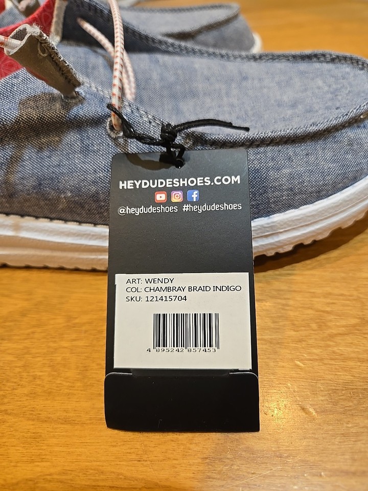 Hey Dude Wendy Chambray Braid Indigo Slip On Women's Sz 8 NWT Comfort ...