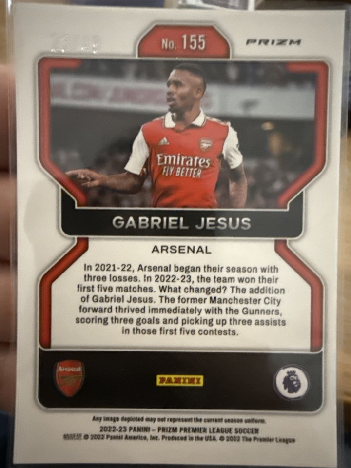 2022-23 Panini Prizm Premier League - Gabriel Jesus #155 Purple Prizm ...