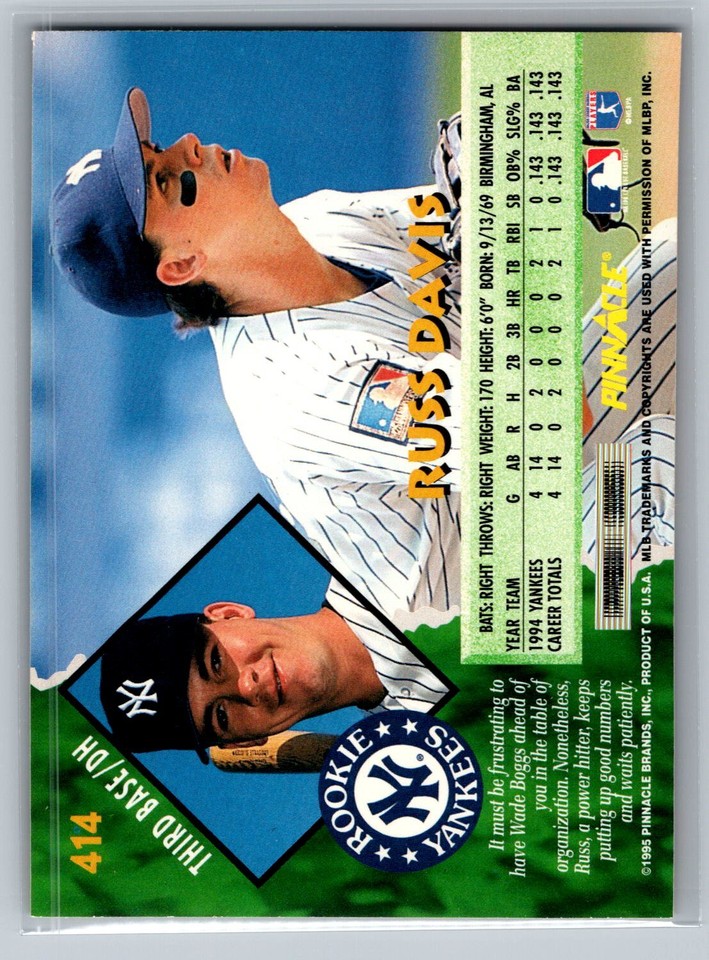 1995 Pinnacle Baseball #414 Russ Davis RC New York Yankees | eBay