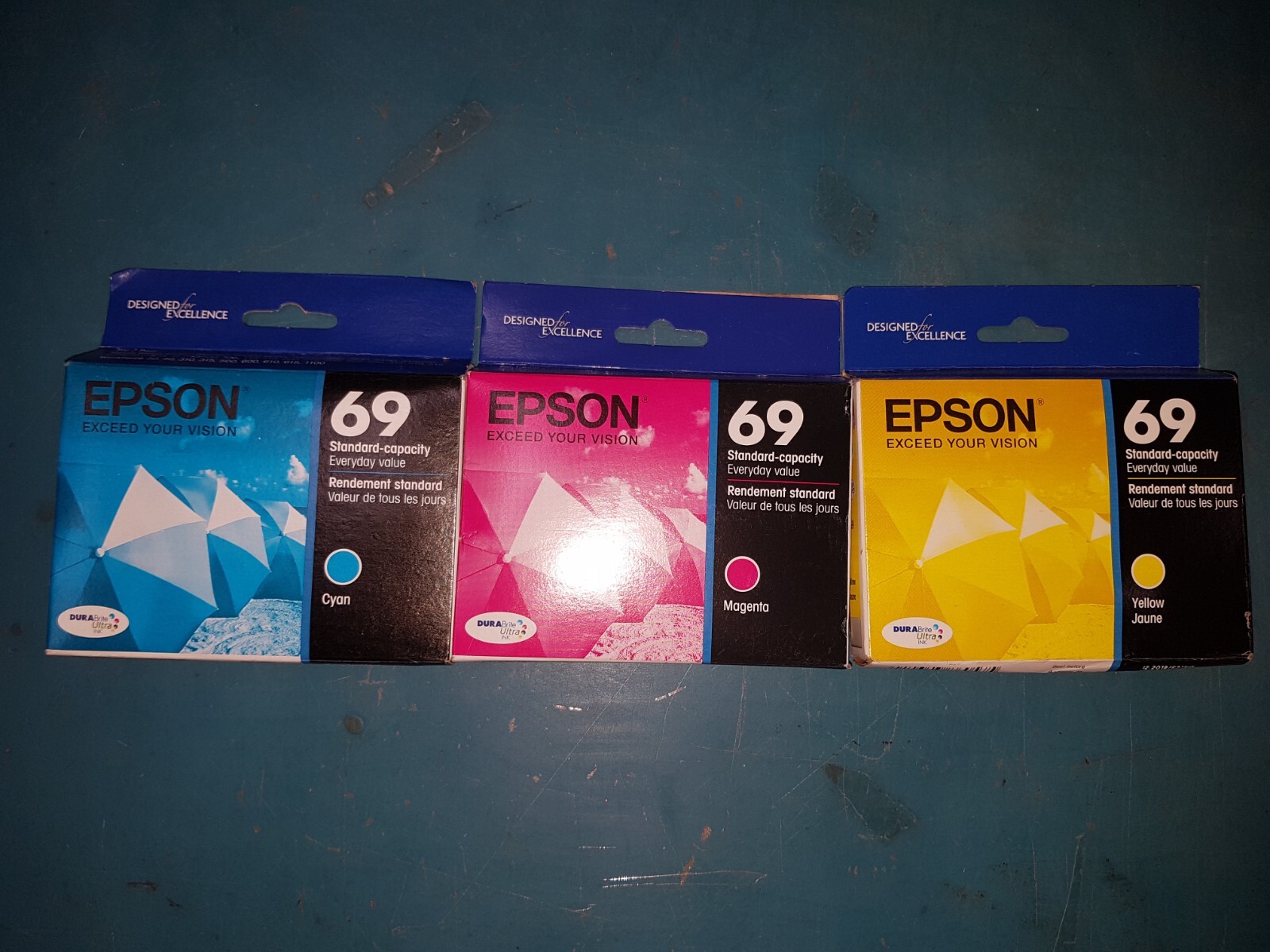 Genuine Lot of 7 Sets of 3 Epson 69 T069220 T069320 T069420 CMY Inks ...
